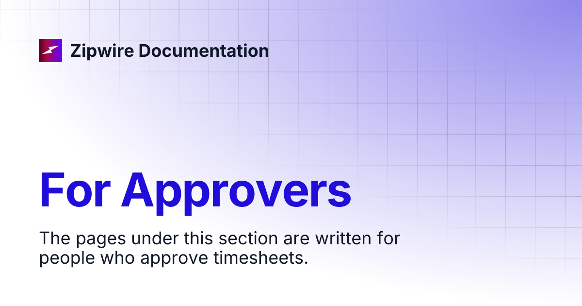 For Approvers | Zipwire Documentation