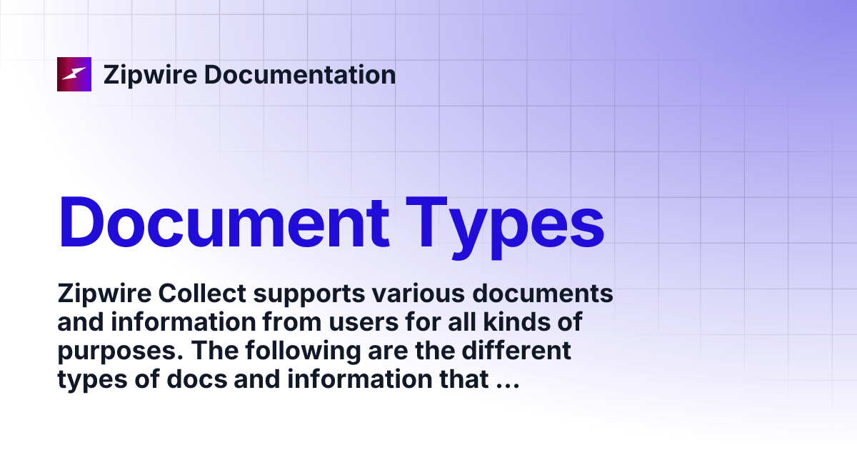 Document Types | Zipwire Documentation